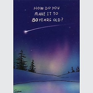 Oatmeal Studios Make It to 80 Years Old Shooting Star Funny/Humorous 80th : Eightieth Birthday Card for Man