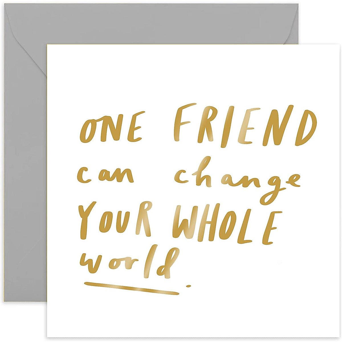 Old English Co. One Friend Card - Gold Foil | Friendship Card for Men and Women | Birthday or Just Because for Bestie, BFF | Blank Inside & Envelope Included