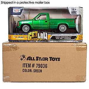 All Star Toys 1992 Chevy 454SS Pickup Lowrider Truck Candy Green 1/24 Diecast Model Motormax Get Low 79036 Exclusive