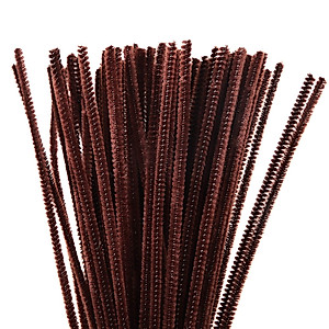 EBOOT 100 Pieces Pipe Cleaners Chenille Stem for Arts and Crafts, 6 x 300 mm (Brown)