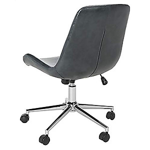 SAFAVIEH Home Collection Fletcher Dark Grey Faux Leather/ Chrome Swivel Adjustable Height Office Desk Chair