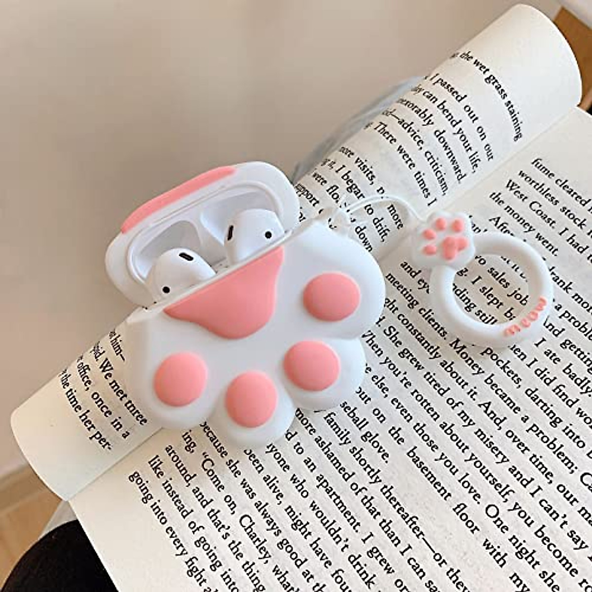 Cat Paw Series AirPods Pro Case with Ring Chain, 3D Silicone Cartoon Fashion Design for AirPods Pro Case Cover (2019)