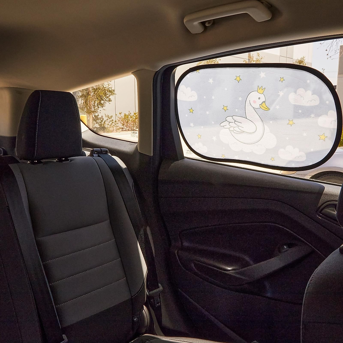 Okuna Outpost Car Sun Shade for Baby, 4 Cloud Designs with Carrying Bag (20x12 in, 4 Pack)