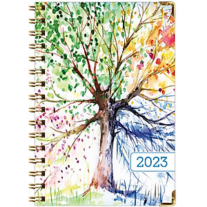 HARDCOVER 2023 Planner: (November 2022 Through December 2023) 8.5"x11" Daily Weekly Monthly Planner Yearly Agenda. Bookmark, Pocket Folder and Sticky Note Set (Tree Seasons)