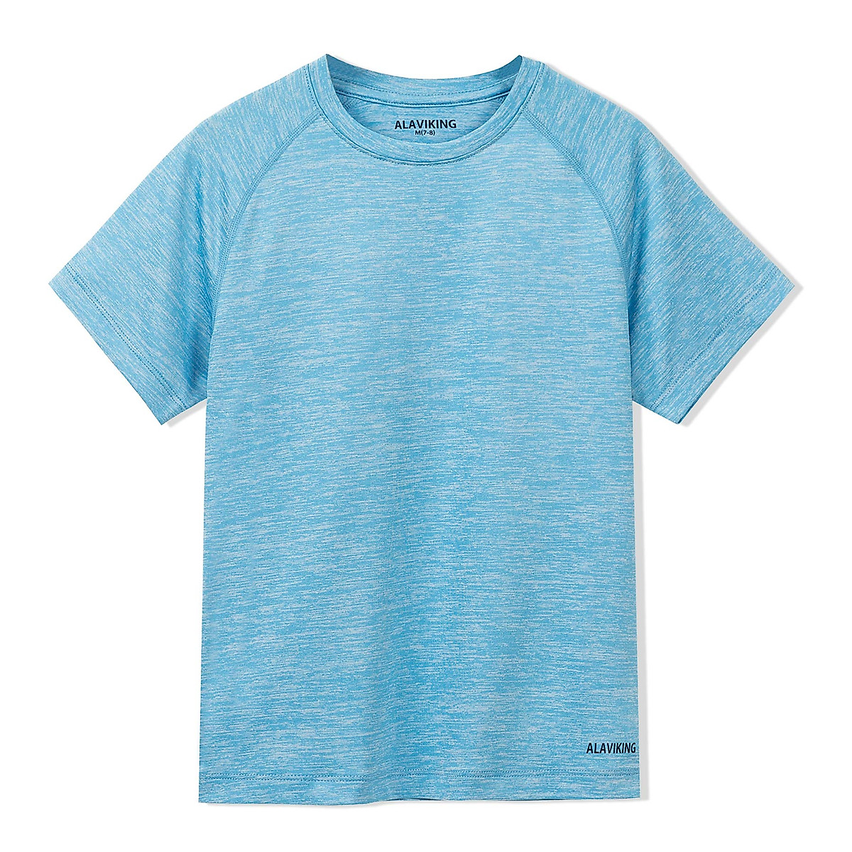 ALAVIKING Kids Quick Dry Short Sleeve T Shirts Basic Athletic Running Tee Shirt for Boys and Girls 3-12 Years(Light Blue-L)