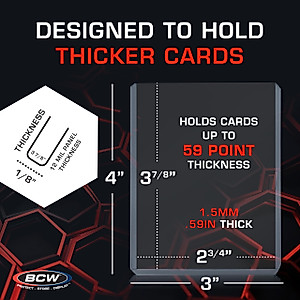 BCW Thick Card Topload Holder - 59 PT. (100 Pack) | Holds Relic, Patch, and Jersey Cards | Protective Card Holders for Collectibles and Trading Cards | Protective Rigid Plastic Display Card Holder