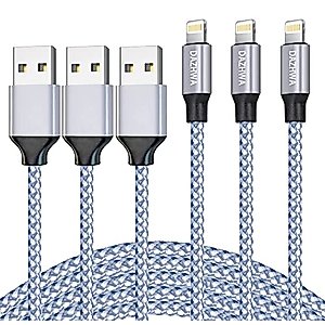 DAZHWA iPhone Charger 3pack 6ft [Apple MFi Certified] Nylon Braided USB-A to Lightning Cable Cell Phone Fast Charger Cord Compatible iPhone14/13/12/11Pro Max/XS/XR/X/8/7/iPad More