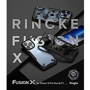 Ringke Fusion-X Compatible with iPhone 13 Pro Max Case, Camouflage Design Hard Back Heavy Duty Shockproof Advanced Protective TPU Bumper Phone Cover - Camo Black