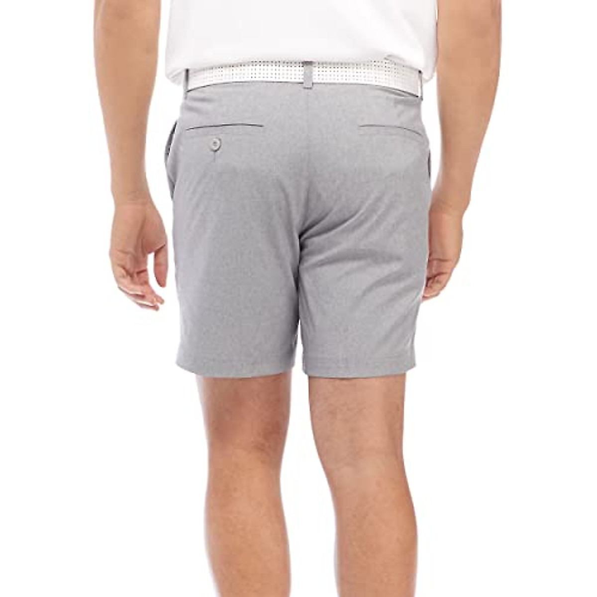 PGA TOUR Men's 7" Flat Front Golf Shorts with Active Waistband, Light Grey Heather, 42