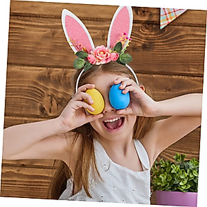 MUSISALY Easter Headband Rabbit Ears Hair Hoop Bunny Ears and Tail Rabbit Ear Hair Band Party Ears Headband Spring Bunny Hairband Flower Garland Hairband Cartoon Artificial Flower Plastic