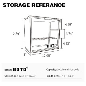 GOTO Clear Assemble Display Box, Doll Display Storage Case, Stackable Show Case for Pop Mart, Garage Kits, Action Figures, Lego, Collectibles, Toys, Cosmetics (1 Box with 2 Partitions)