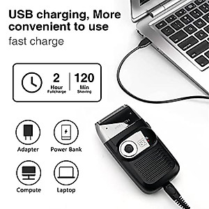 Electric Foil and Bald Shavers 2 in 1 Double Shaver for Men Blade and Popup Beard Trimmer with Rechargeable 2 Head 3 Adjustable Speeds Beard Shaver by Pritech