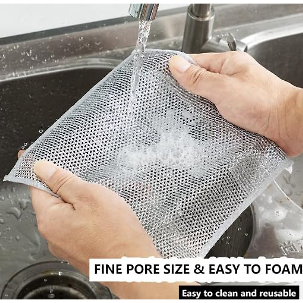 2023 New Multifunctional Non-Scratch Wire Dishcloth, Multipurpose Wire Dishwashing Rags for Wet and Dry, Scrubs & Cleans for Dishes, Sinks, Counters, Stove Tops, Easy Rinsing, Machine Washable. (10)
