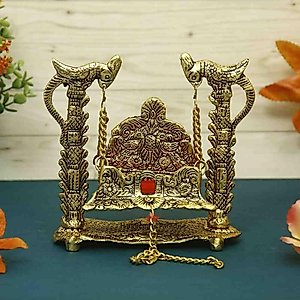 Handicrafts Paradise Handicrafted Pooja Jhula | Swing | Palana | Nand Gopal Palana in Metal - 8 x 3.5 x 6.5 inches