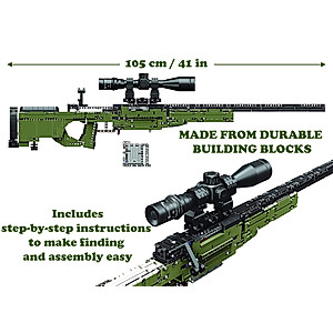 CampCo Sniper Rifle Gun Building Blocks Blaster Kit, like Lego & NERF, 14+ yrs & Adults, 1491 pcs 3D, Simulation Weapon Toy, DIY, Mechanical Model Kit