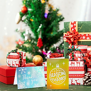 ceiba tree 24 PCS Christmas Thank You Cards with Envelopes & Stickers Sparkle Holiday Thank You Notes Cards Message inside 5 * 7 inch