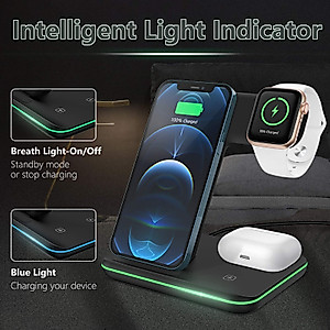 Liwin Wireless Charger, 3 in 1 Fast 15W Wireless Charging Station