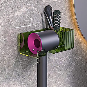 Jaugufiy Hair Dryer Wall Mount Holder with Comb Holder for Most Hair Dryer for Dyson Hair Dryer (Green)