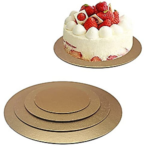 4 Pack Cake Boards Golden Round Cake Circles 6, 8, 10, 12 Inch Cake Base Cardboard, 1 of Each Size Set for Baking Cake, Gold