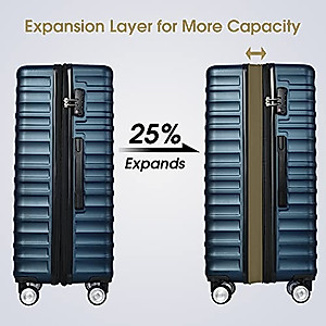 Merax Hardside Luggage Set with TSA Lock and Spinner Wheels 3 Piece Hardshell Lightweight Suitcase Set 20inch 24inch 28inch Navy Blue