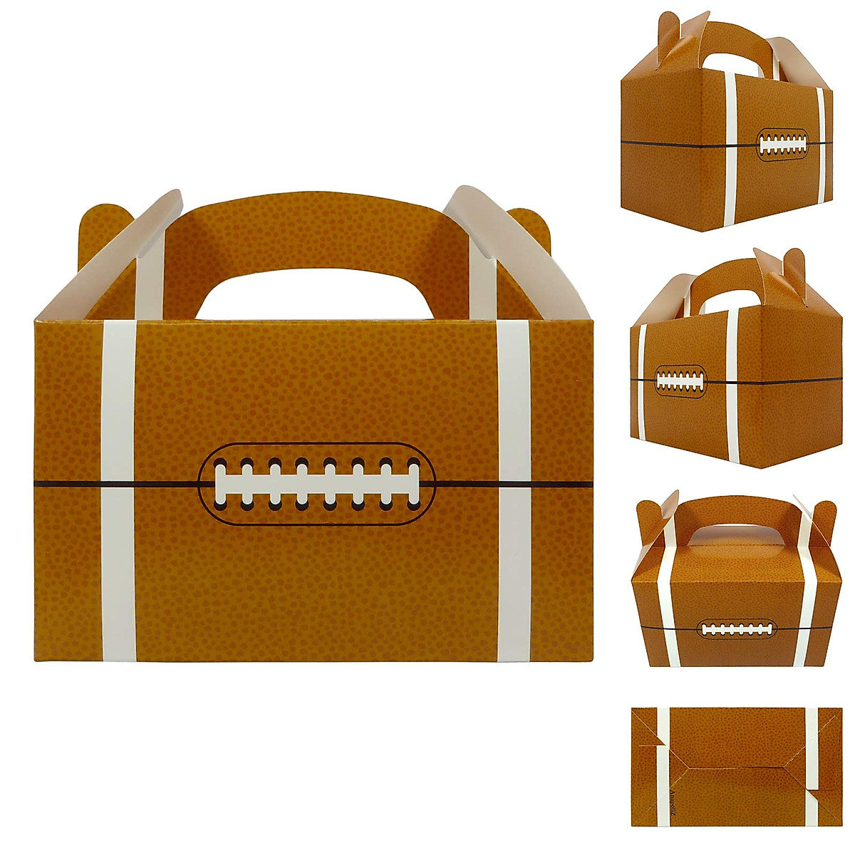 AnapoliZ Football Party Treat Boxes | Team Favor Box with Handle (24 Pcs Set) | Football Party Supplies | Sports Theme Birthday Goody Boxes