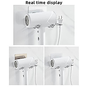 Valink Hair Dryer Holder, Wall Mount Self Adhesive Waterproof blowed Dryer Rack Storage Organizer Hanger,Adhesive Stainless Steel Bathroom Organizer d Double Hook Section