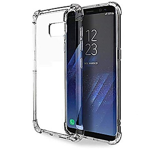 Galaxy S8 Case Crystal Clear Shockproof Bumper Protective Cell Phone Case for Samsung Galaxy S8 5.8 Inch Transparent Pure TPU Back Covers for Men Women Boys Girls Flexible Slime Fit Rubber Silicone