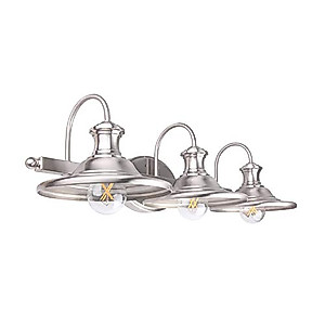 LIT-PaTH 3 Light Bathroom Vanity Light Fixture, Wall Sconce, E26 Base 60W Max for Each, Plating Nickel Finish, Bulbs not Included