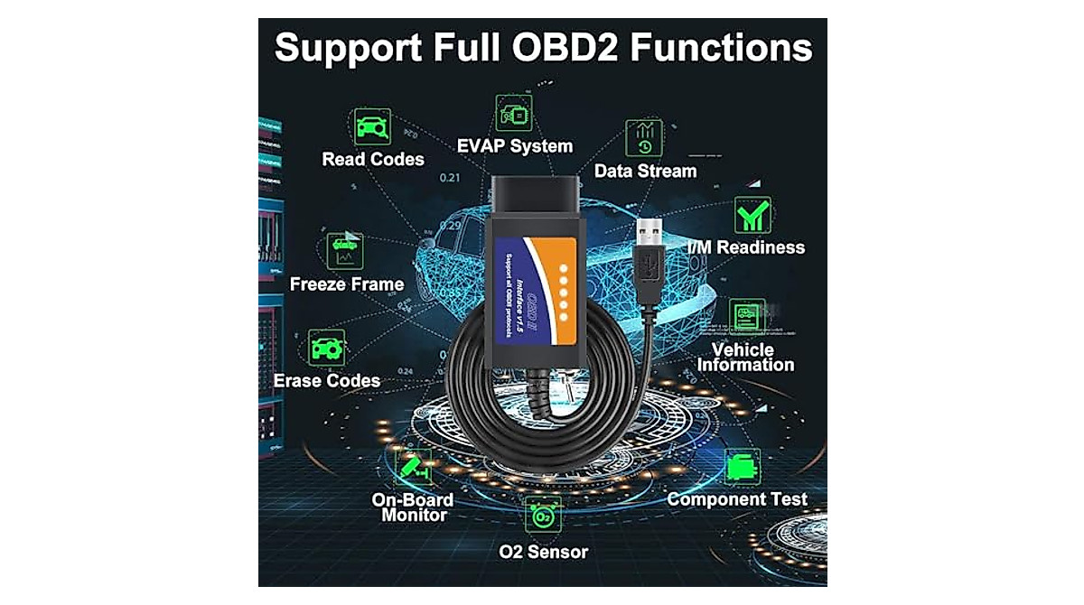 FORS-can ELM327 OBD2 USB Adapter for Windows, ELMconfig Scanner Diagnostic Coding Tool with MS ...