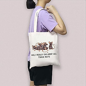 BDPWSS Rat Tote Bag For Rat Keeper Lover Gift Cute Rat Mom Gift Yes I Really Do Need All These Rats Canvas Handbag (Do need rats TG)