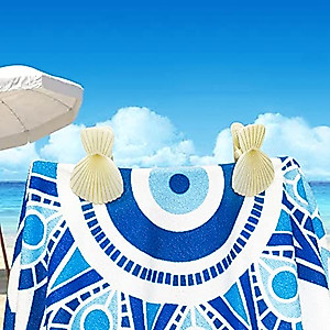 Kirmoo 4 Pieces Sea Shell Beach Towel Clips for Beach Pool Chairs Blankets Cruise Jumbo Size Portable Towel Holders Beach Accessories Clothes Pins Pegs for Clothes Quilt Blanket (Sea Shell)