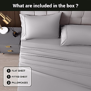 Shilucheng 4 Piece Full Sheet Sets, Cooling Sheets, Blend Rayon Derived from Bamboo, Deep Pocket Up to 16", Breathable & Soft Bed Sheets, Hotel Silky Bedding Set, Grey