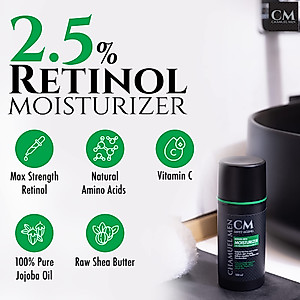 CHAMUEL MEN Daily Face Cream for Men with 2.5% Retinol Anti-Aging Moisturizer for Fine Lines, Dark Spots, and Wrinkles - Overnight Lotion