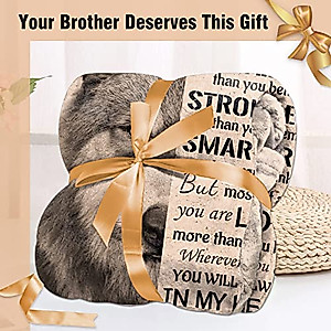 Gifts for Brother Blanket - Brother Gift from Sister - Brother Gifts - Brother Birthday Gift - Birthday Gifts for Men - Soft Flannel Throw Blankets for Bed Sofa Couch Travel Beach (Wolf, 50x60 in)