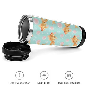 Bubblegum Fish Travel Coffee Mug Reusable Insulated Drinking Cup with Lid for Home Outdoor Works 13 Oz