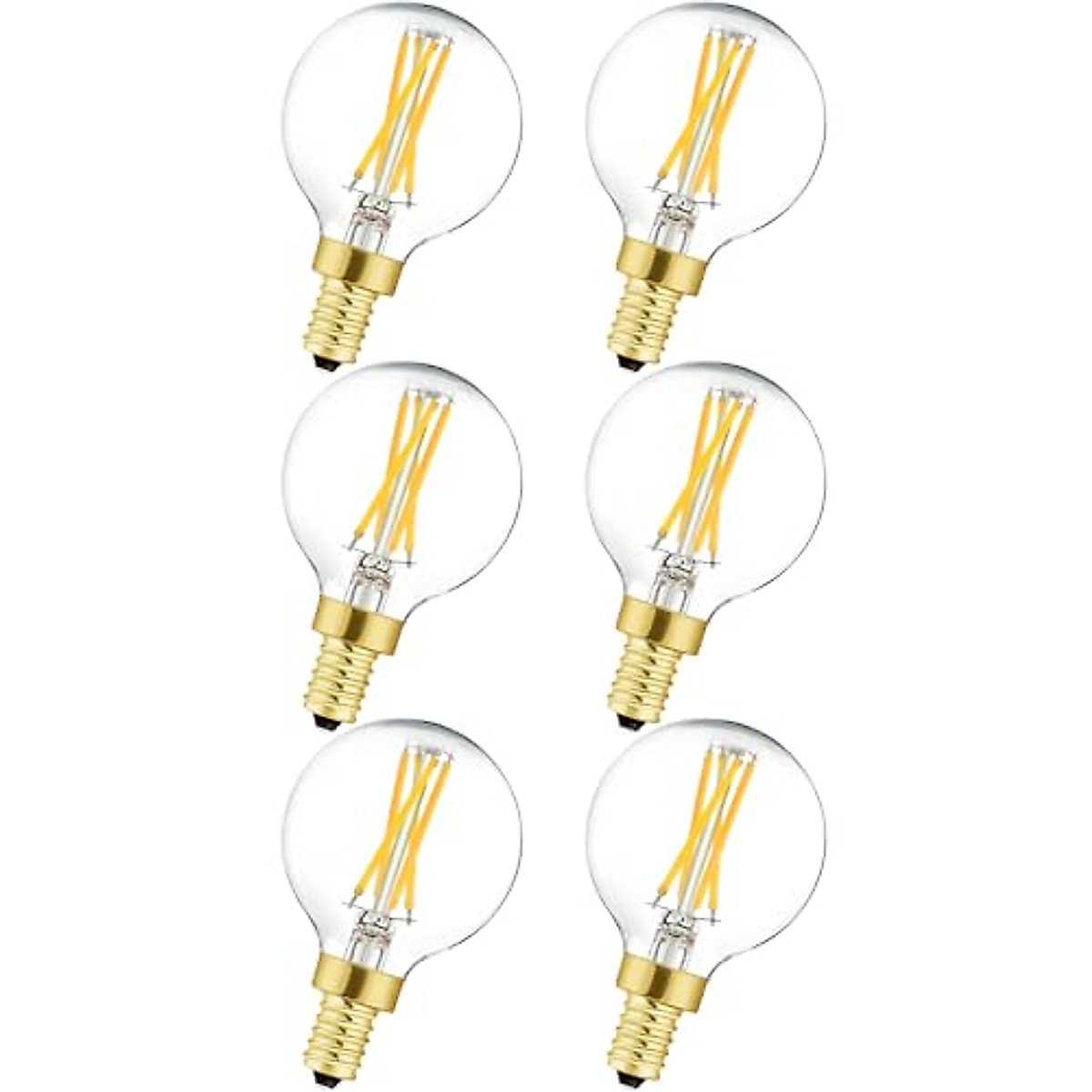 Duoled e12 g16.5 Light Bulb 6W Equal 60 Watt Soft White 3000k AC120V e12 Candelabra Bulb 60 Watt for Chandeliers,Ceiling Fan,Vanity Globe e12 Light Bulb 6Pack (6w=60w Soft White 3000k E12)
