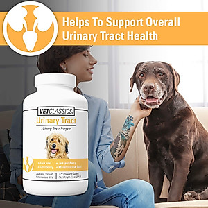 Vet Classics Urinary Tract Dog Supplement- Urinary Tract Support for Dogs, Pet Incontinence- Cranberry Dog Supplements- Chewable Tablets 120 Ct.