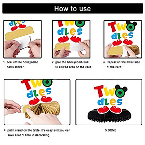 Cartoon Black Red Mouse Happy 2nd Birthday Honeycomb Centerpieces Oh Twodles Theme Decor for Boy Girl Princess High Chair 2nd Birthday Party Baby Shower Favors Supplies Decorations Photo Booth Props