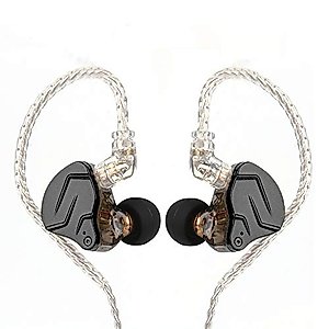 Linsoul KZ ZSN PRO X Dual Driver 1BA+1DD Hybrid Metal Earphones HiFi in-Ear Monitor with Detachable 2Pin Cable, Zin Alloy Panel (with Mic, Black)