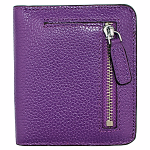 KELADEY Women's RFID Blocking Small Genuine Leather Wallet Ladies Mini Card Case Purse (Lavender Purple)