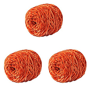 10.58oz 300g Chenille Velvet Yarn Orange Yellow Bulky Vegan Soft Yarn Velvet Knitting Yarn Polyester Blended Cotton Chenille Yarn Hand Knitting Yarn Crochet Thread for Clothing Hat Scarf Blanket