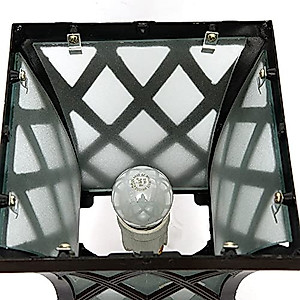 MODEBHD European Antique Retro Glass Column Lamp Victoria Lantern Aluminum Outdoor Waterproof Table Lamp Lawn Lamp Street Post Light E27 Decoration Illumination Landscape Villa Garden Bollard Lamps