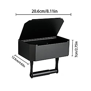 Toilet Paper Holder - Black Toilet Paper Stand | Double Phone Shelf Toilet Paper Roll Holder, Adhesive Bathroom Toilet Tissue Holder, Rustproof Tissue Holder Suenos