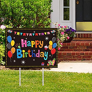 Happy Birthday Party Yard Sign Colorful Birthday Garden Yard Signs with Stakes Kids Birthday Outdoor Lawn Decoration for Boys and Girls