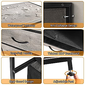 WELLJOYDIRECT Fabric Storage Drawer, Chest of Drawer Storage Tower, Tall Dresser for Bedroom,Hall, Entryway, Fabric Organizer Unit with Sturdy Steel Frame,Wood Top,4 Fabric Bins,Easy Pull Handle Gray