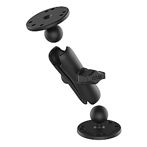 RAM Mounts Universal Double Ball Mount with Two Round Plates RAM-B-101U with Medium Arm for Drill-down Mounting