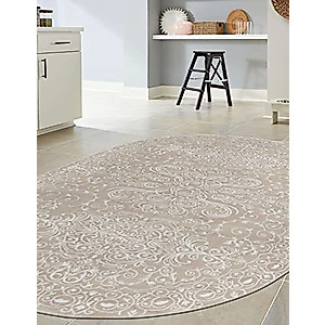 Unique Loom Rushmore Collection Area Rug - Adams (7' 10" x 10' Oval, Beige/Ivory)