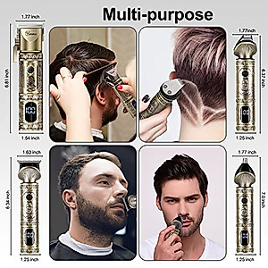 Hatteker Professional Hair Clipper Beard Trimmer Kit for Men Cordless Hair Trimmer Shaver Barber Clipper T-Blade Trimmer Nose Trimmer Grooming Kit