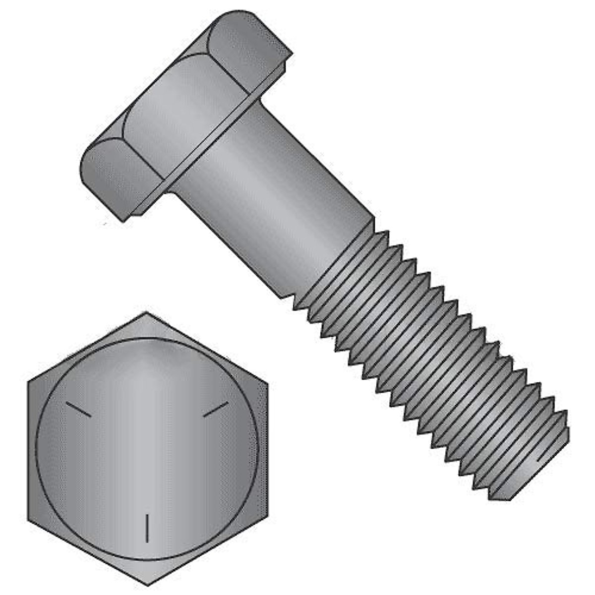 Newport Fasteners Hex Bolts, Grade 5 Plain Finish, 7/8"-9 x 9 1/2" (Quantity: 5 pcs) Partially Threaded UNC Thread (Thread Size: 7/8") x (Length: 9 1/2")