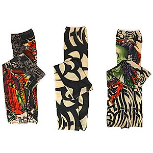 Skeleteen Fake Temporary Tattoos Sleeves - Arm Cover Tattoo Sleeve Gag Accessories for Men Women and Kids - 6 Pieces